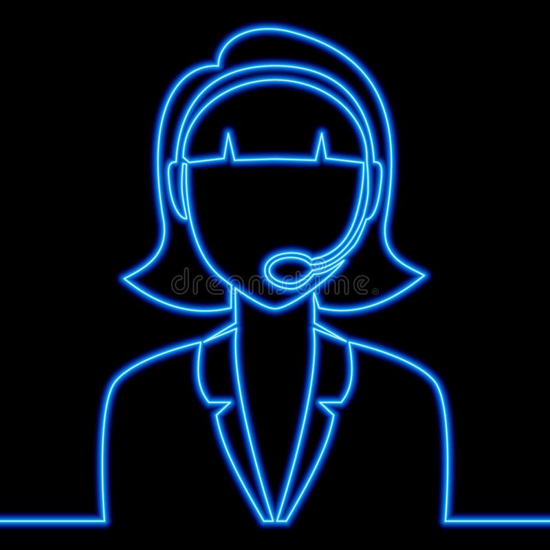 Continuous Line Drawing Call Center Operator Neon Stock Vector ...