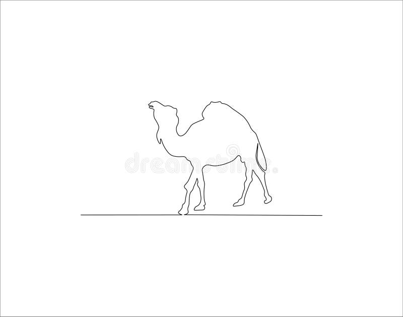 Continuous Line Drawing of Camel. One Line of Arabian Camel. Camel in ...