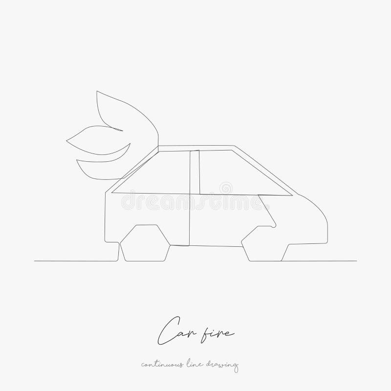 Continuous Line Drawing. Car Fire. Simple Vector Illustration. Car Fire ...