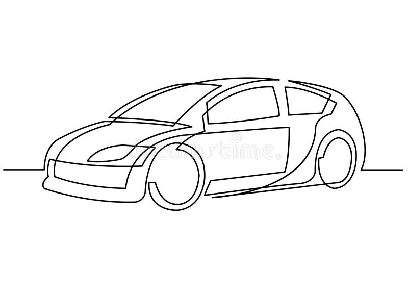 Continuous Line Drawing of Car Stock Vector - Illustration of motor ...