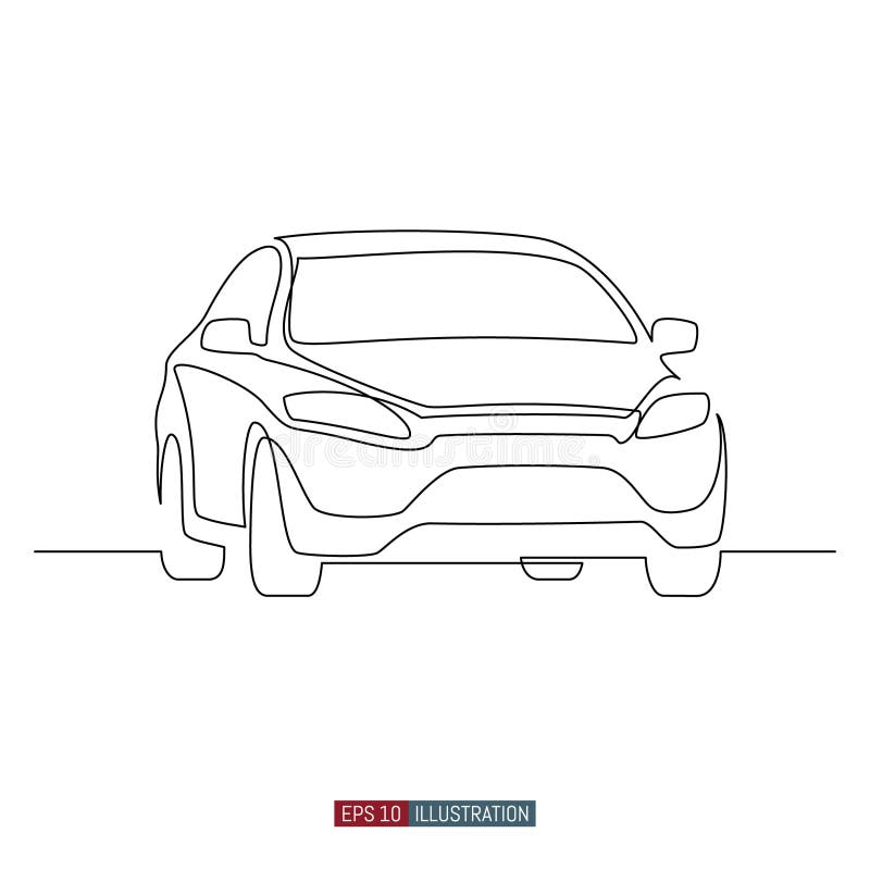 Continuous Line Drawing of Car. Template for Your Design Works Stock ...