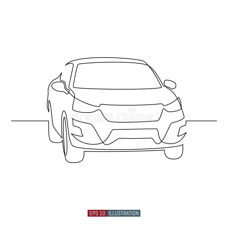 Continuous Line Drawing of Car. Template for Your Design Works Stock ...