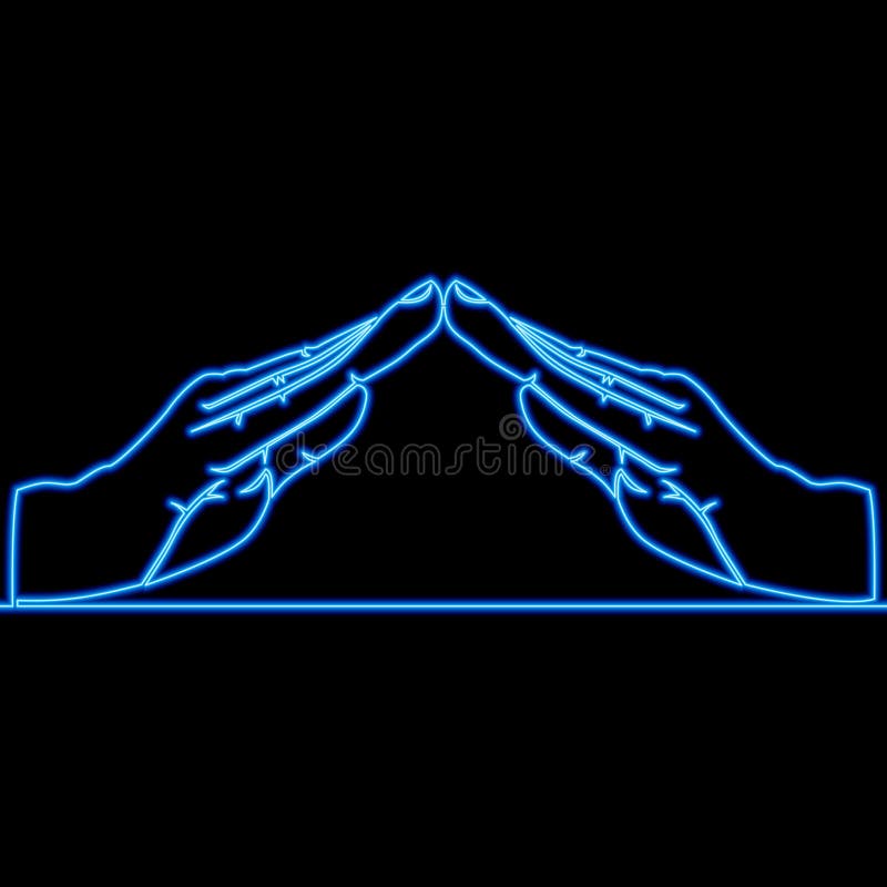 Continuous Line Drawing Caring Hands Icon Neon Glow Concept Stock ...