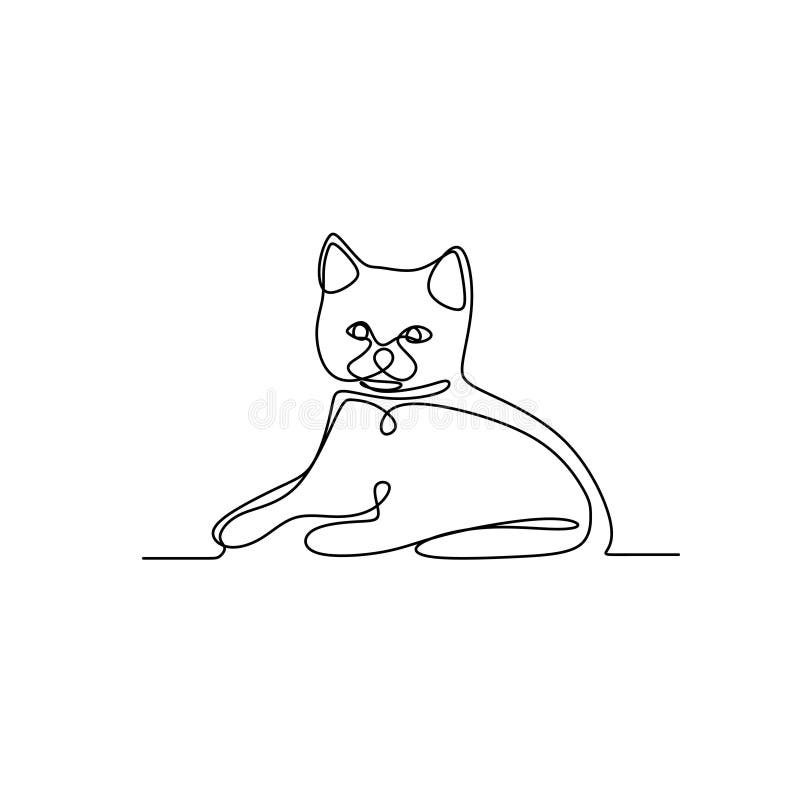 Continuous Line Drawing of Cat Animal Good for Poster Stock ...