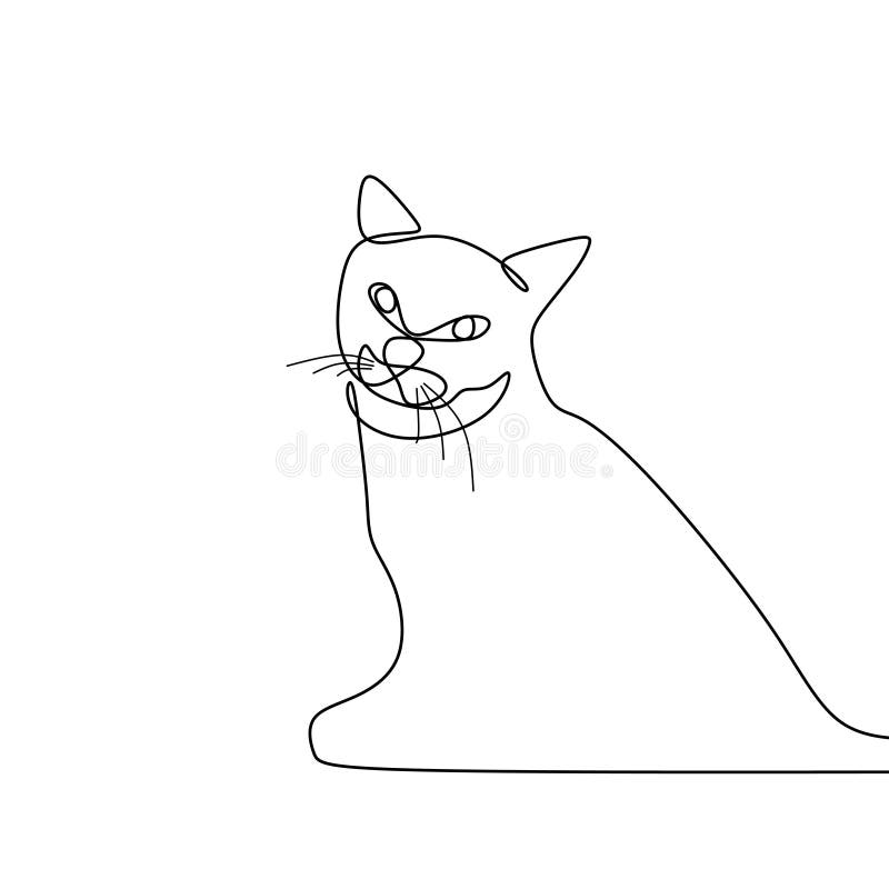 Continuous Line Drawing of Cat Animals Stock Vector - Illustration of ...