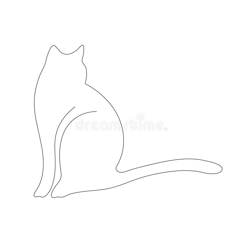 Continuous Line Drawing of a Cat Looking Backwards Stock Illustration ...