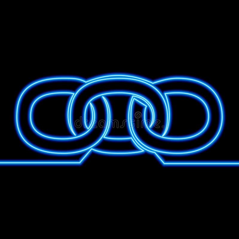 Continuous Line Drawing Chain Link Neon Concept Stock Vector ...