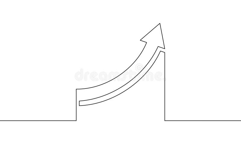 Continuous Line Drawing of Increasing Chart. Arrow Up, Business Growth ...