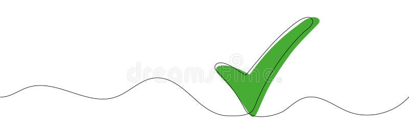 Continuous Line Drawing Check Mark Icon. Single Line Confirmation Icon ...