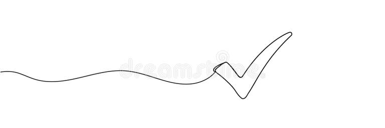 Continuous Line Drawing Check Mark Icon. Single Line Confirmation Icon ...