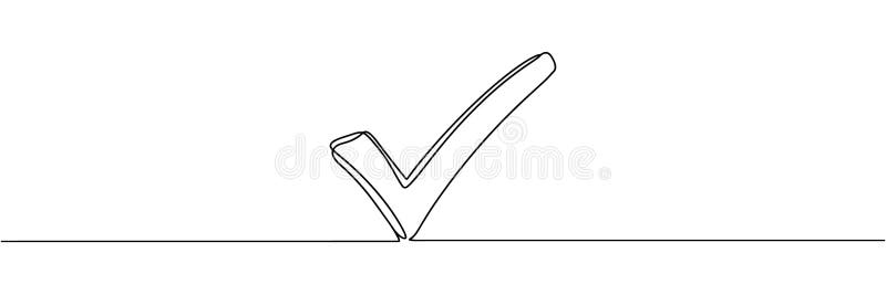 Continuous Line Drawing Check Mark Icon. Single Line Confirmation Icon ...