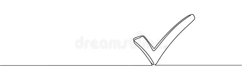 Continuous Line Drawing Check Mark Icon. Single Line Confirmation Icon ...