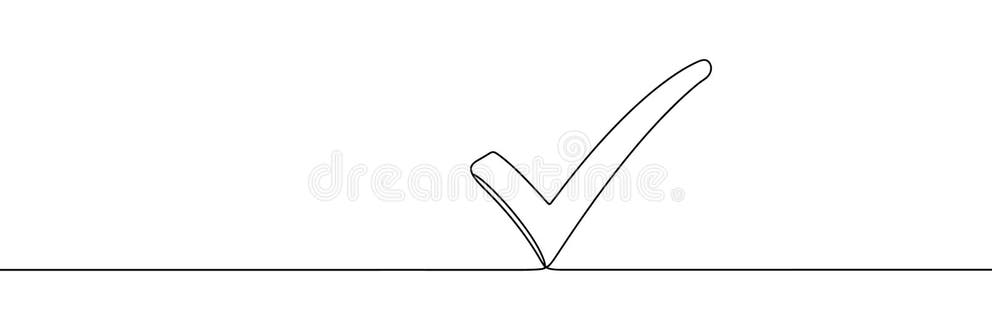 Continuous Line Drawing Check Mark Icon. Single Line Confirmation Icon ...