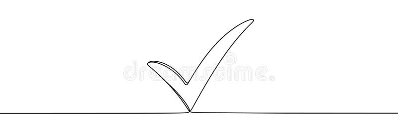 Continuous Line Drawing Check Mark Icon. Single Line Confirmation Icon ...