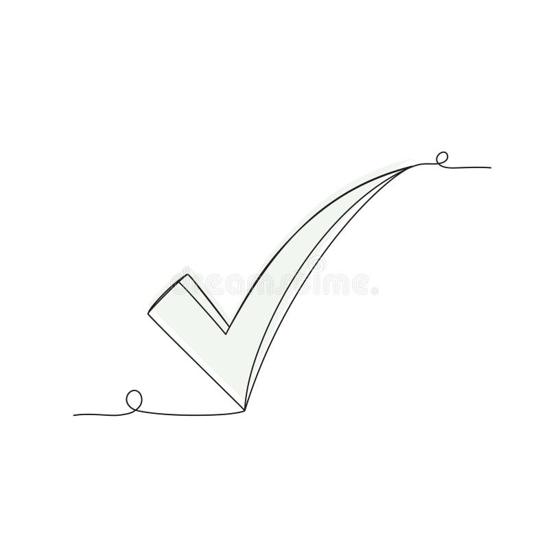 Continuous Line Drawing of Check Mark Shape Isolated Vector ...