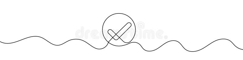 Continuous Line Drawing of Check Mark. Tick One Line Icon Stock Vector ...