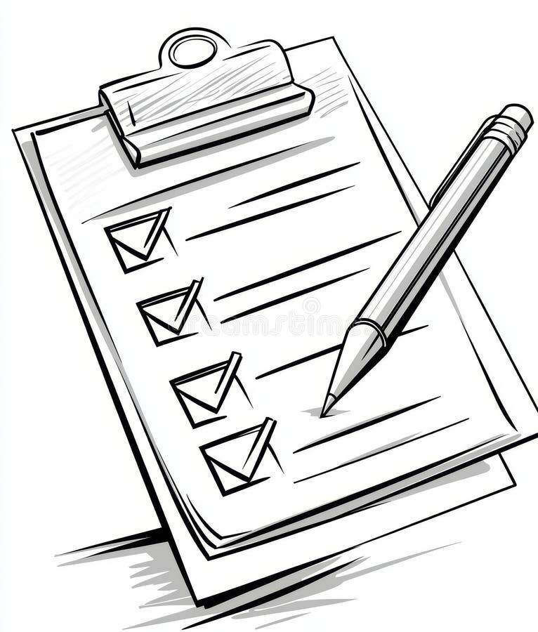 A Drawing of a Checklist with Completed Tasks Next To a Pencil Stock ...
