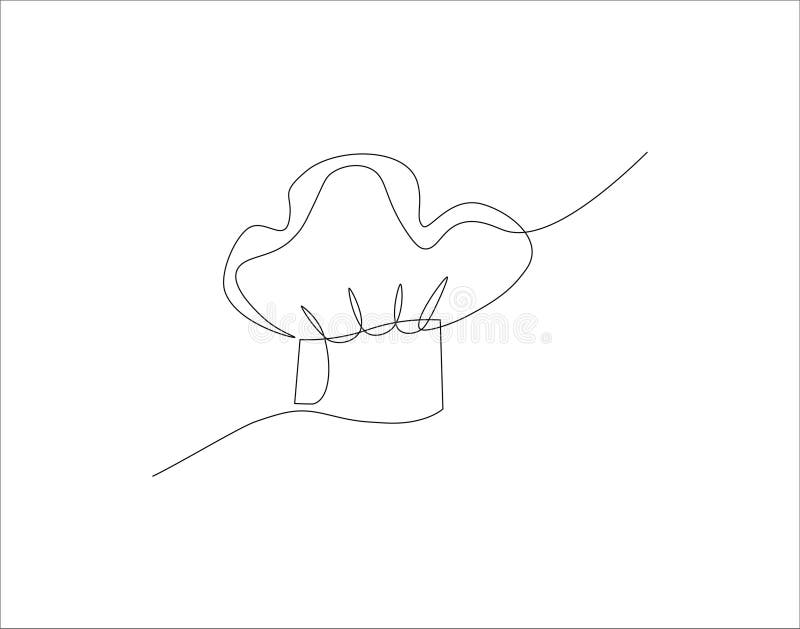 Continuous Line Drawing of Chef Hat. One Line of Chef Hat. Chef Hat ...