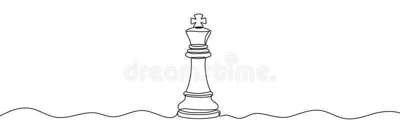 Continuous Line Drawing of a Chess Pieces King Versus Queen. Chess Game ...