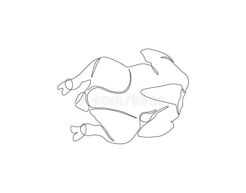Continuous Line Drawing of Chicken Meat. One Line of Whole Chicken ...