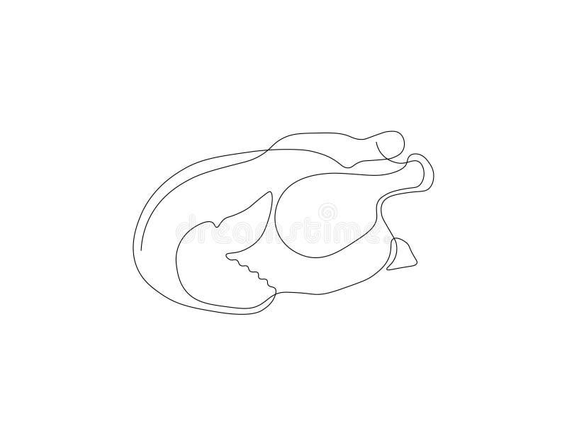 Continuous Line Drawing of Chicken Meat. One Line of Whole Chicken ...