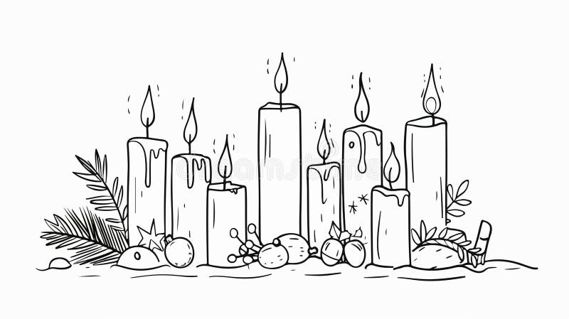 Continuous Line Drawing of Christmas Advent Celebration Stock ...