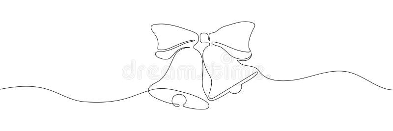 Continuous Line Drawing of Christmas Bell. Stock Vector - Illustration ...
