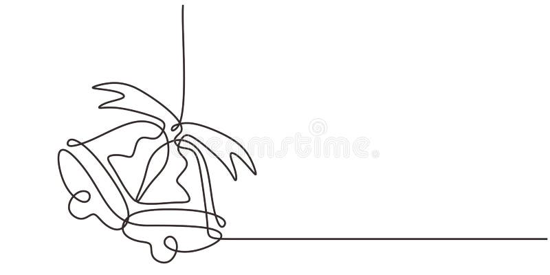 Continuous Line Drawing of Christmas Bell. Vector Minimalism for Banner ...