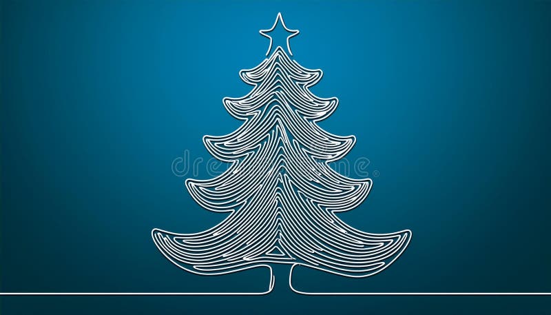Continuous Line Drawing of Christmas Tree. Christmas Tree Line ...