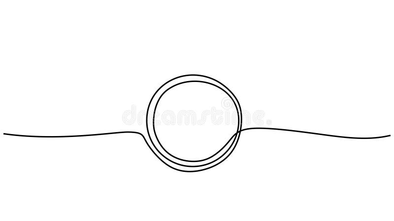 Continuous Line Drawing of Circular Shapes and Thin Outlines on White ...