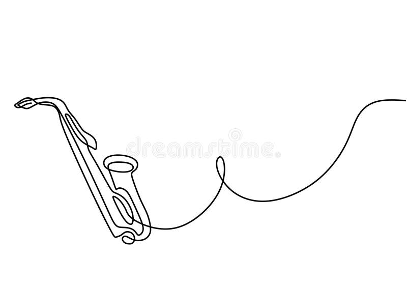 Continuous Line Drawing of Classical Saxophone. Saxophone Jazz Music ...
