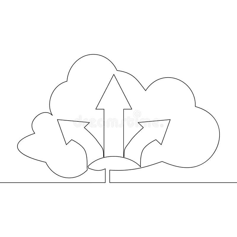 Continuous Line Drawing Cloud with Arrows Concept Stock Vector ...