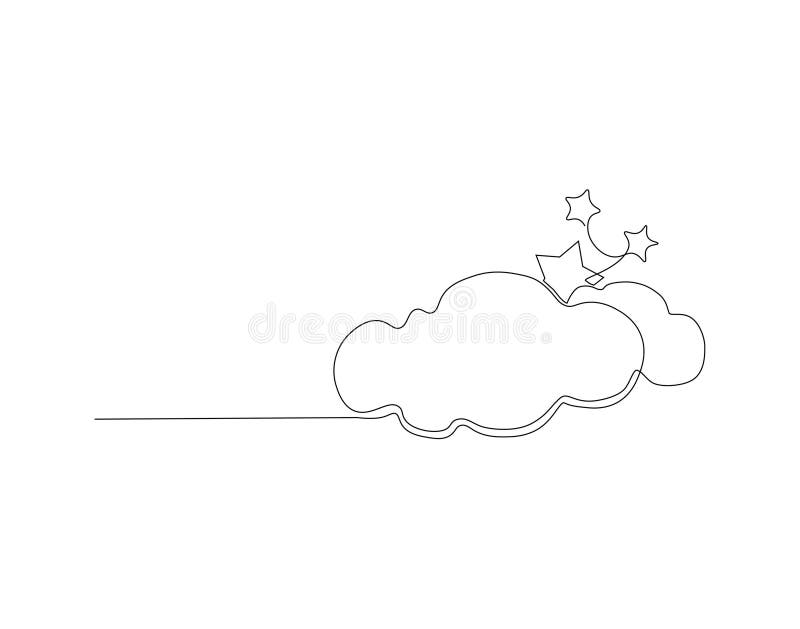 Continuous Line Drawing of Cloud. One Line of Cloud in the Air. Cloud ...