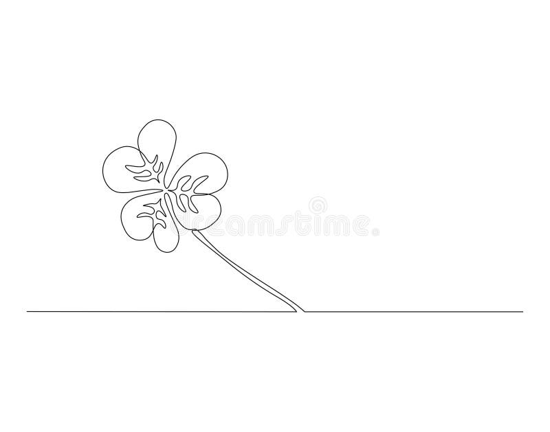 Continuous Line Drawing of Cloverleaf. One Line of Cloverleaf. Leaf ...