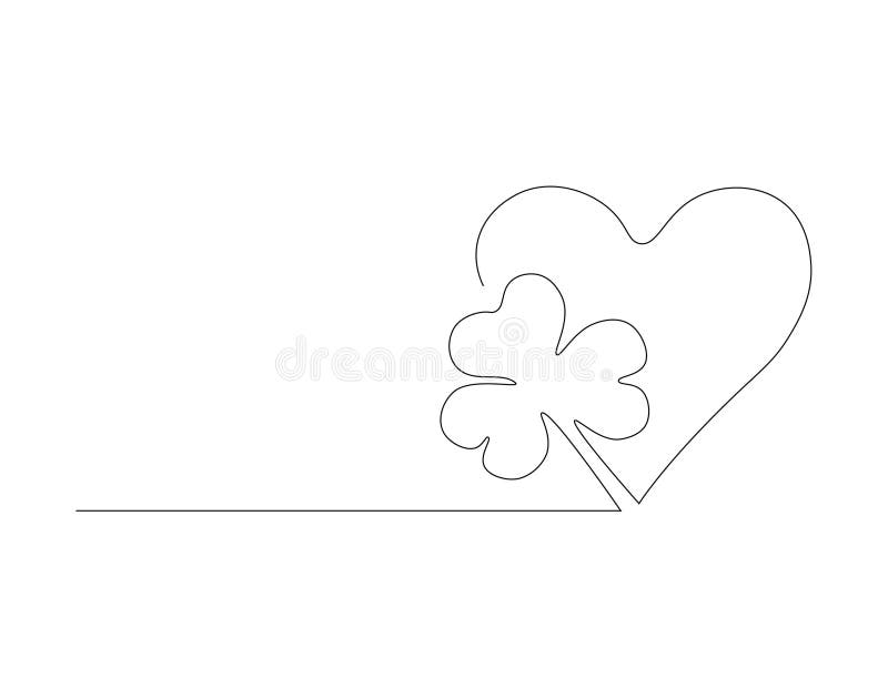 Continuous Line Drawing of Cloverleaf. One Line of Cloverleaf. Leaf ...