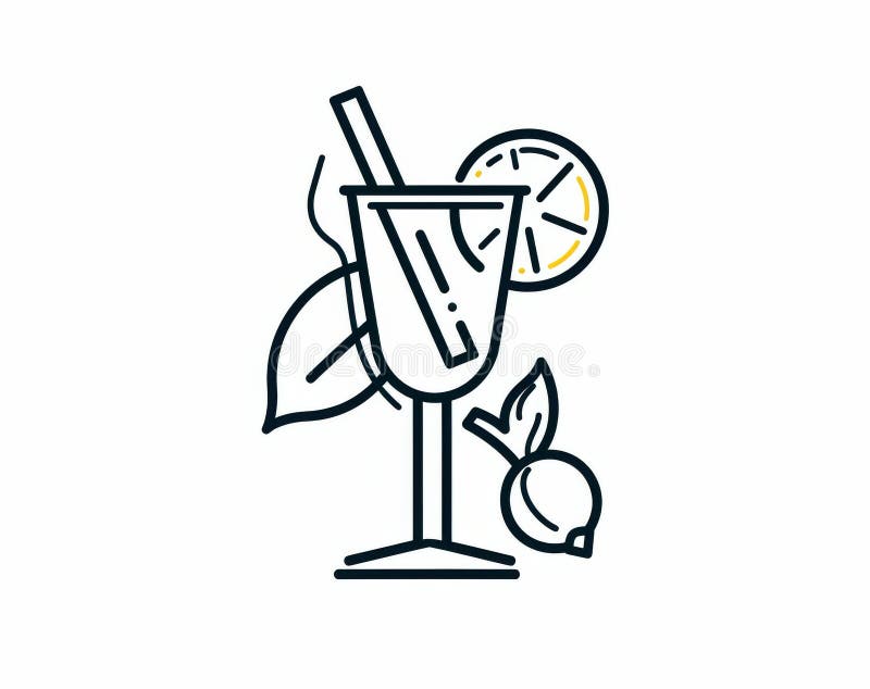A Continuous Line Drawing of a Cocktail Drink. Editable Strokes Stock ...