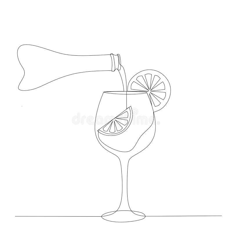 Cocktail One Line Drawing. Summer Fresh Drink. Minimalist Line Art ...