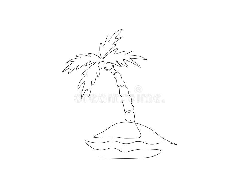 Continuous Line Drawing of Coconut Tree. One Line of Coconut Tree ...