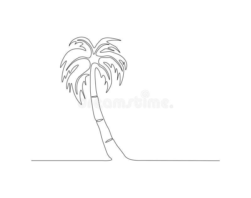 Continuous Line Drawing of Coconut Tree. One Line of Coconut Tree ...
