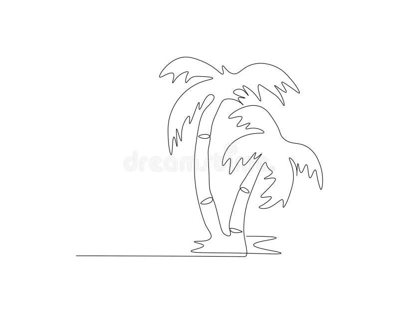 Continuous Line Drawing of Coconut Tree. One Line of Coconut Tree ...