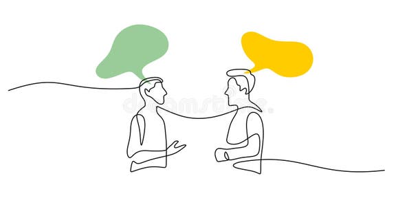 Continuous Line Drawing Colleagues Connecting Speech Bubbles. Dialogue Teamwork Communication ...