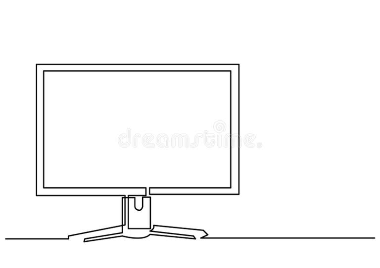 Continuous Line Drawing of Computer Monitor Stock Vector - Illustration ...
