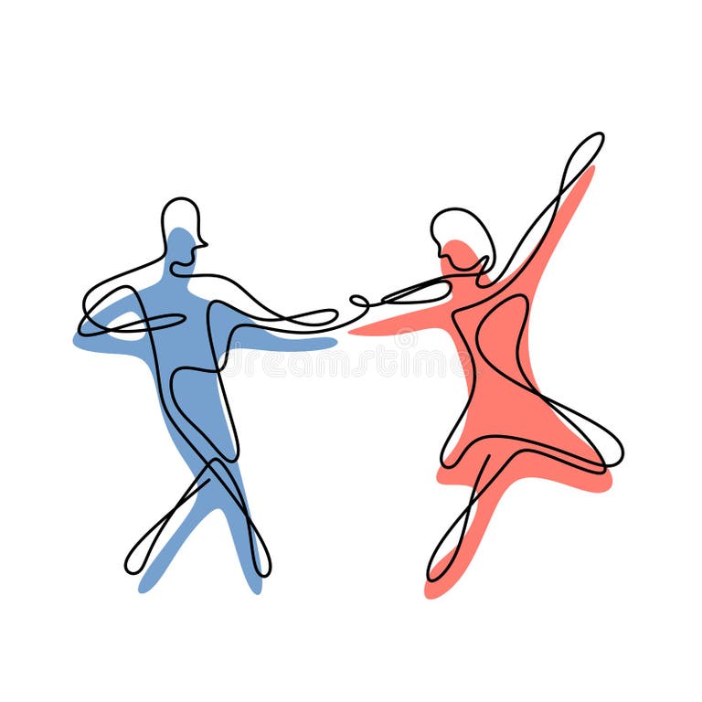Continuous Line Drawing Dancing Couple Stock Illustrations 167
