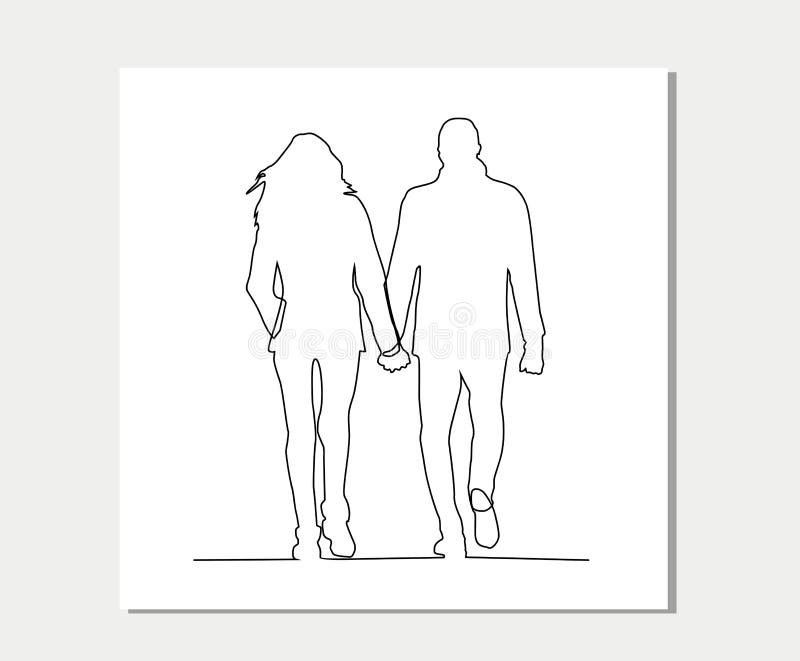 Continuous Line Drawing of Couple Hand Holding Together. Romantic ...