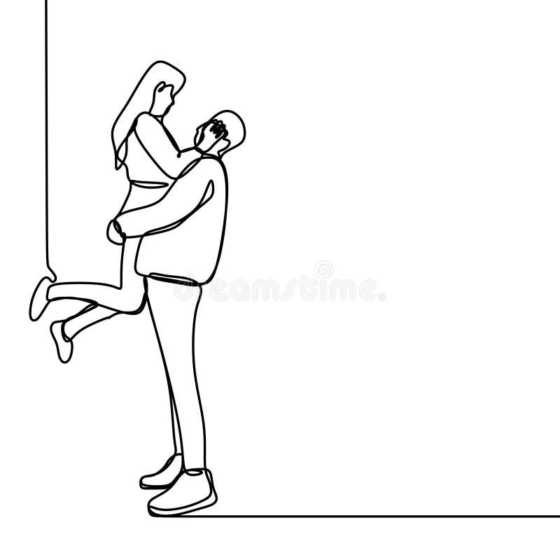 Continuous Line Drawing of Couple Relationship - Vector Illustration ...
