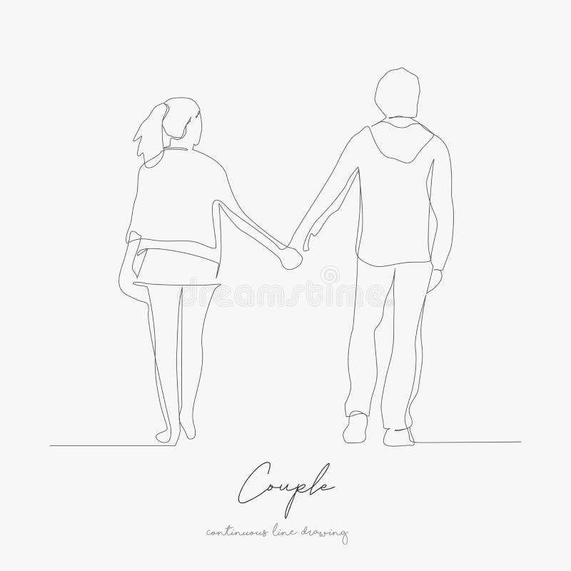 Continuous Line Drawing Couple Simple Vector Illustration Couple Concept Hand Drawing Sketch