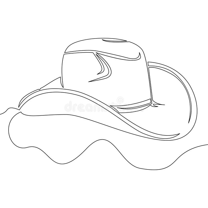 Continuous Line Drawing Cowboy Hat Icon Concept Stock Vector ...