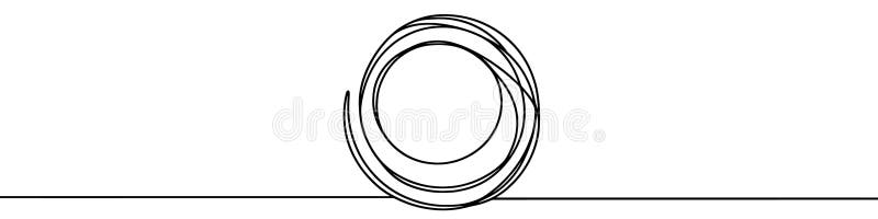 Continuous Line Drawing Creating a Circular Shape on a Horizontal Line ...