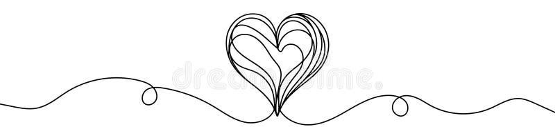Continuous Line Drawing Creating a Heart Shape on White Background ...