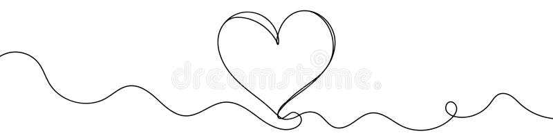 Continuous Line Drawing Creating a Heart Shape on White Background ...